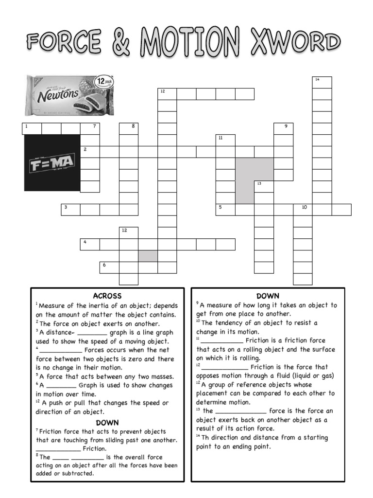 Physics Crossword Puzzle on Forces | PDF | Force | Friction