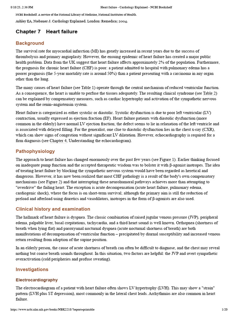 Heart Failure - Cardiology Explained - NCBI Bookshelf | PDF | Heart ...