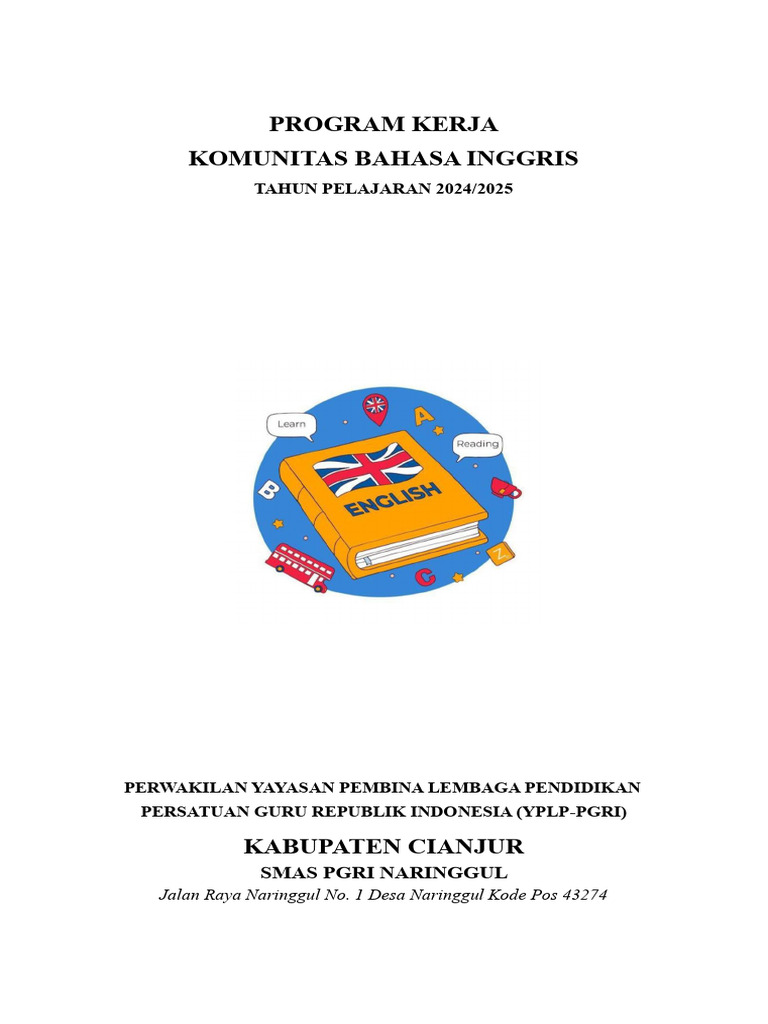 PROGRAM KERJA Komunitas Bahasa Inggris | PDF