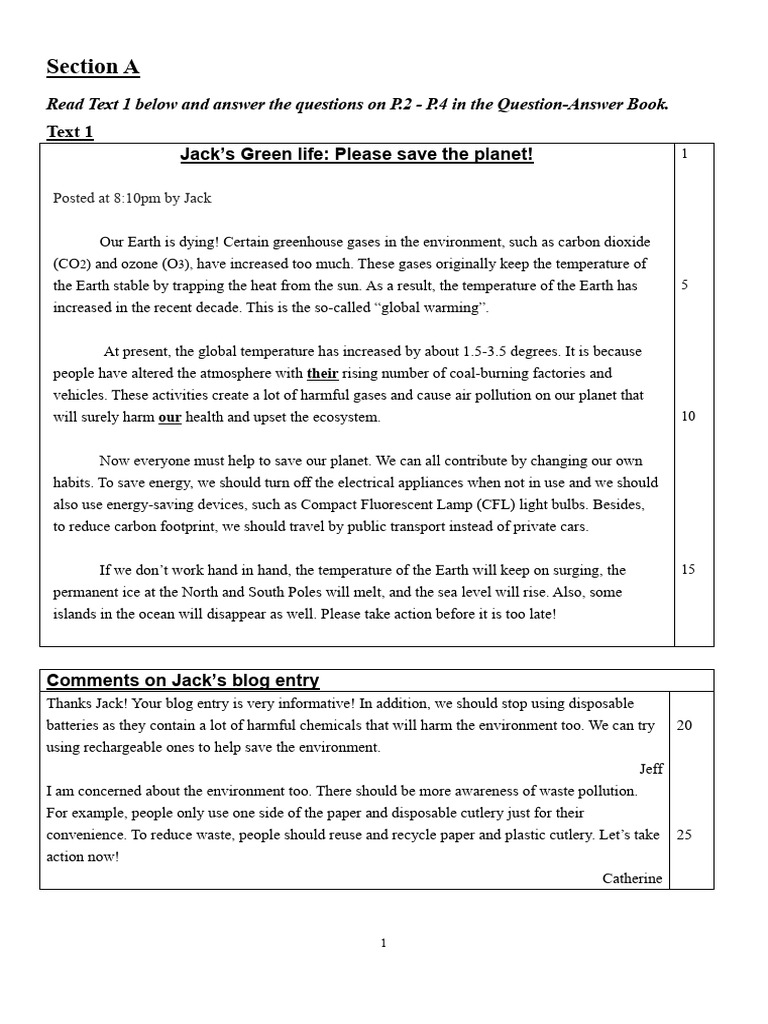 1920 S2 T2 Revision Paper (Reading) - Reading Passage | PDF | Natural ...