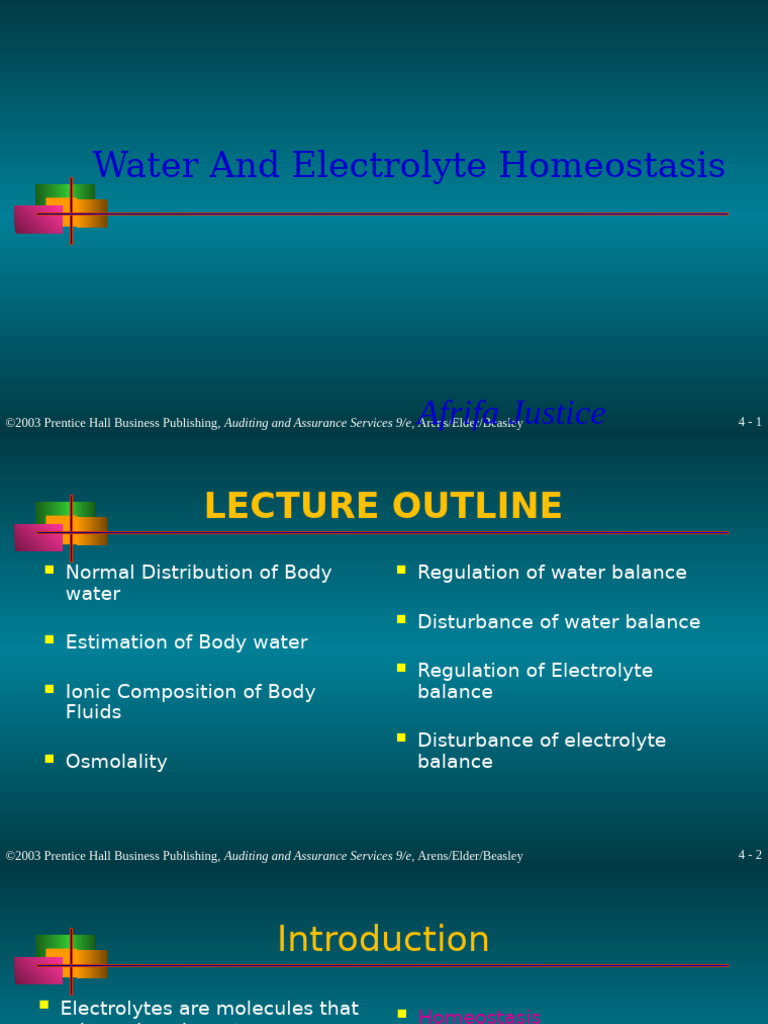 Water and Electrolyte Homeostasis Guide | PDF | Osmosis | Physiology