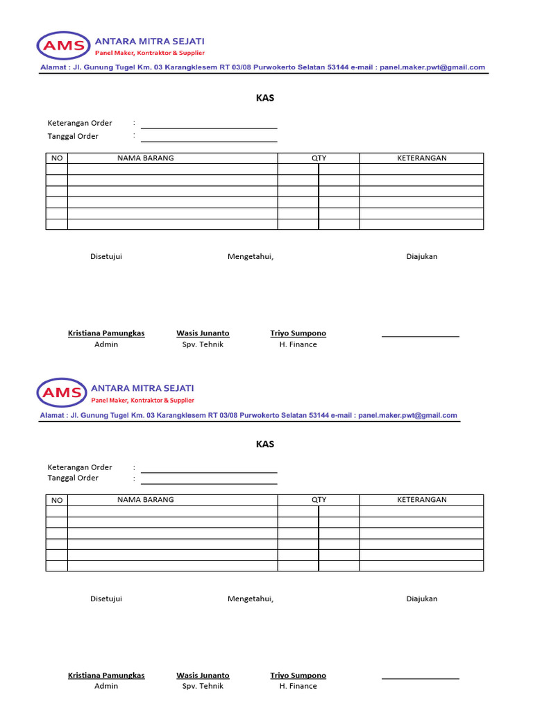Form Pengajuan Kas | PDF