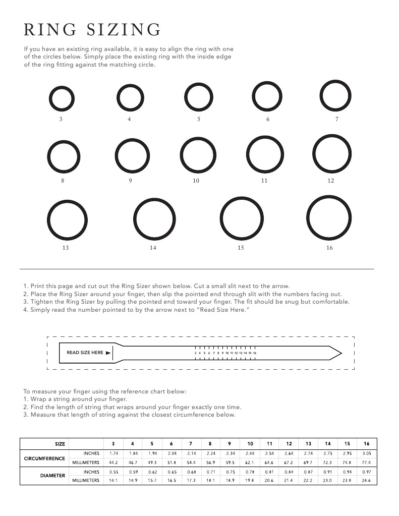 Ring Sizing Guide and Instructions | PDF | Sports & Recreation
