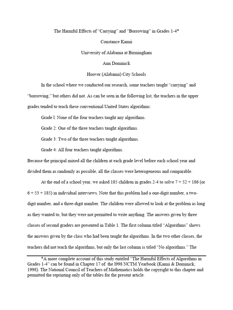 Harmful Effects of Algorithms in Early Grades | PDF | National Council ...