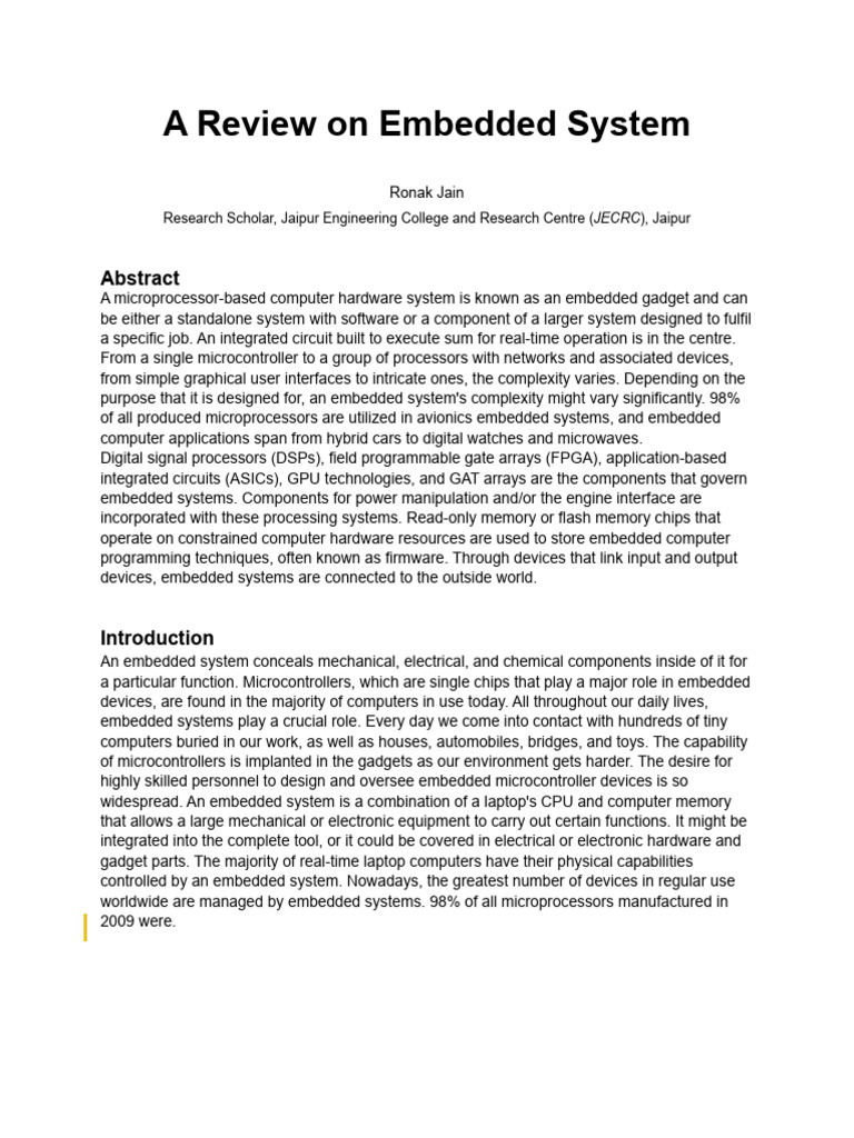 Overview of Embedded Systems Design | PDF | Embedded System ...