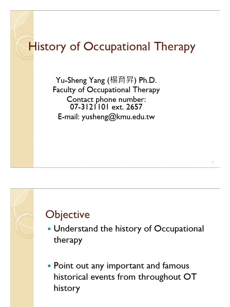 History of Occupational Therapy Insights | PDF | Occupational Therapy ...