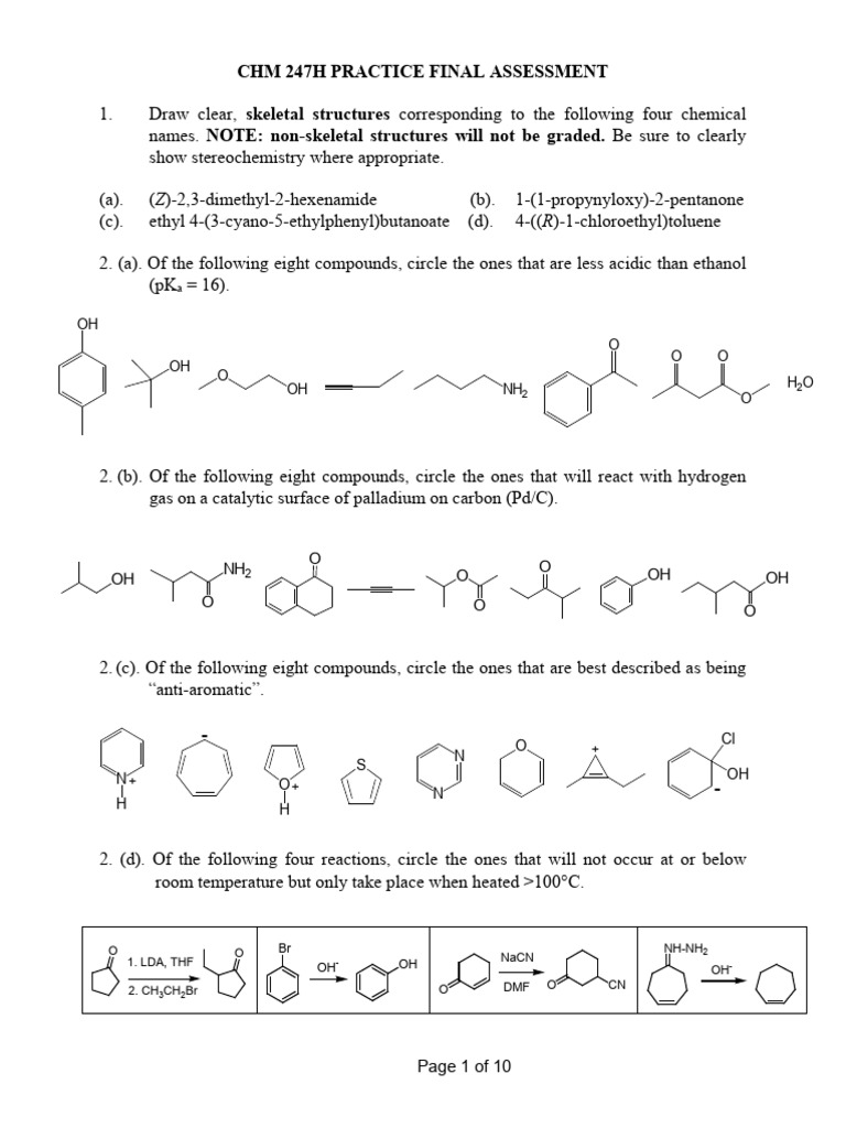 CHM 247H Final Assessment Practice | PDF | Proton Nuclear Magnetic ...