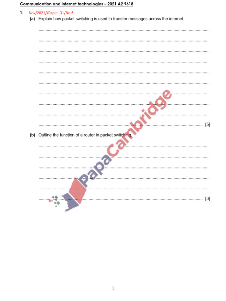 2021 Communication and Internet Technologies A2 9618 | PDF