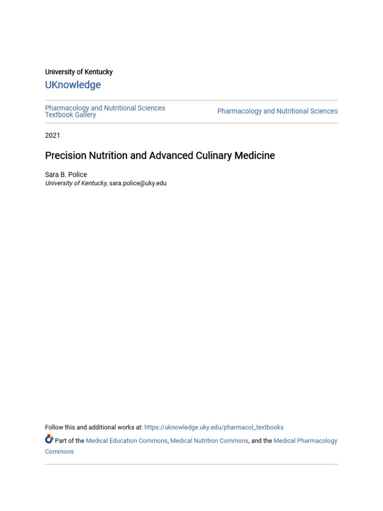 Precision Nutrition and Advanced Culinary Medicine Sara B. Police | PDF ...