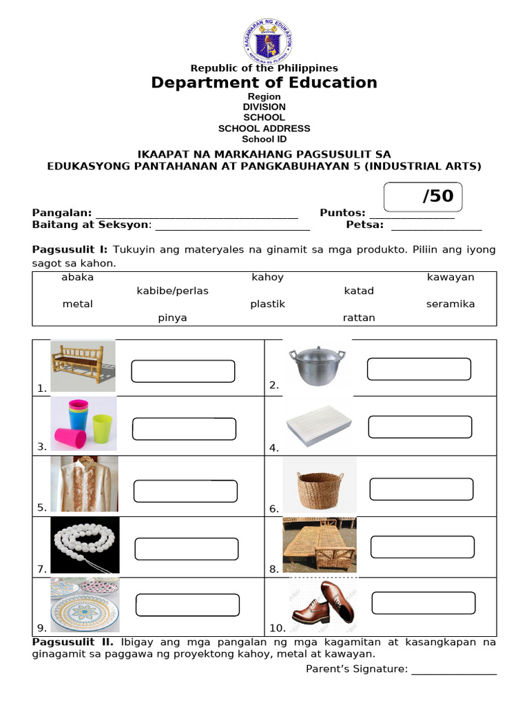 Grade 5 Q4 EPP (IA) Periodical Test | PDF
