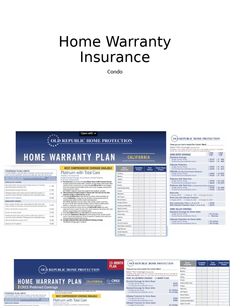Home Warranty Insurance | PDF