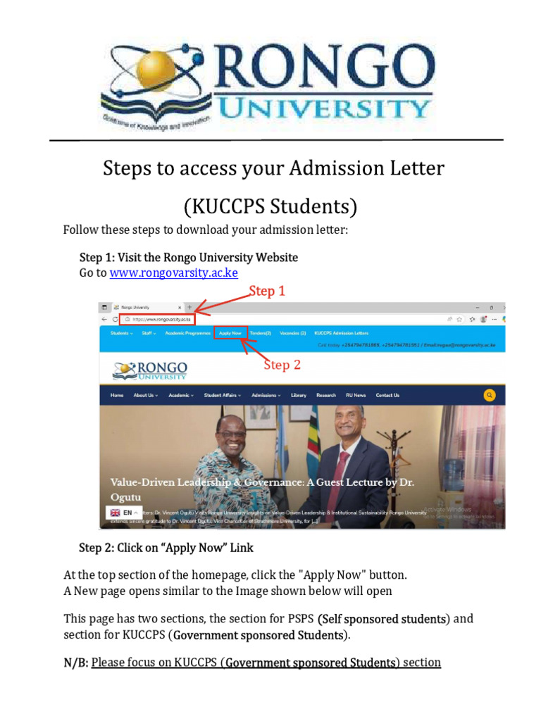 Download Your Rongo University Admission Letter | PDF | Computing ...