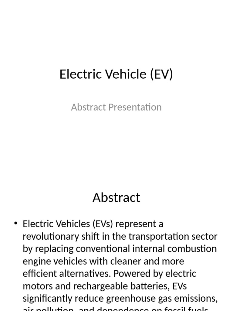 Electric Vehicle Abstract Presentation | PDF