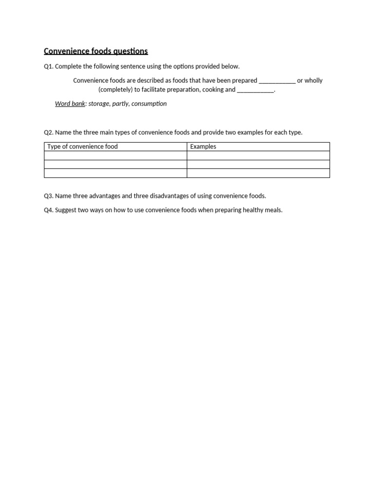 Convenience Foods HWK | PDF