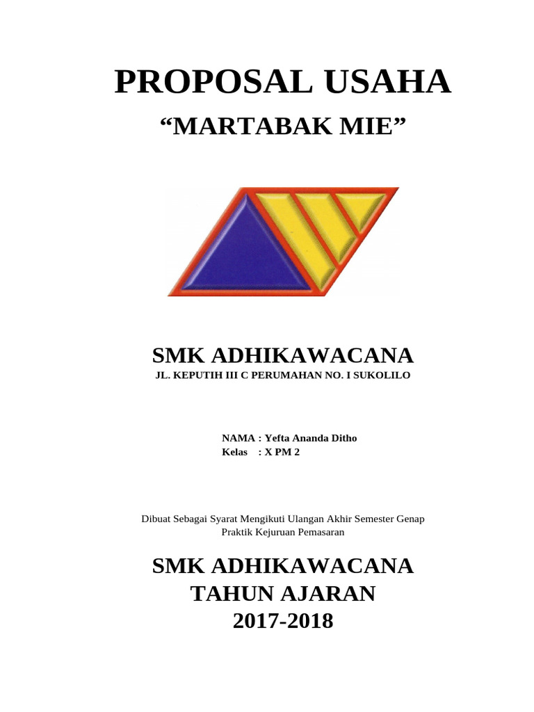 Proposal Usaha Martabak Mie Surabaya | PDF