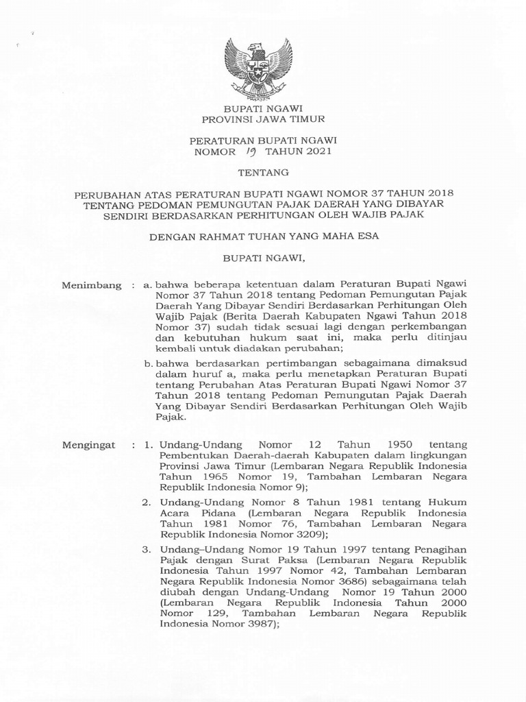 Perbup 19 Tahun 2021-799 | PDF