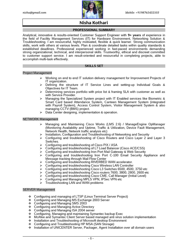 Professional Resume Format | PDF | Computer Network | Cisco Certifications