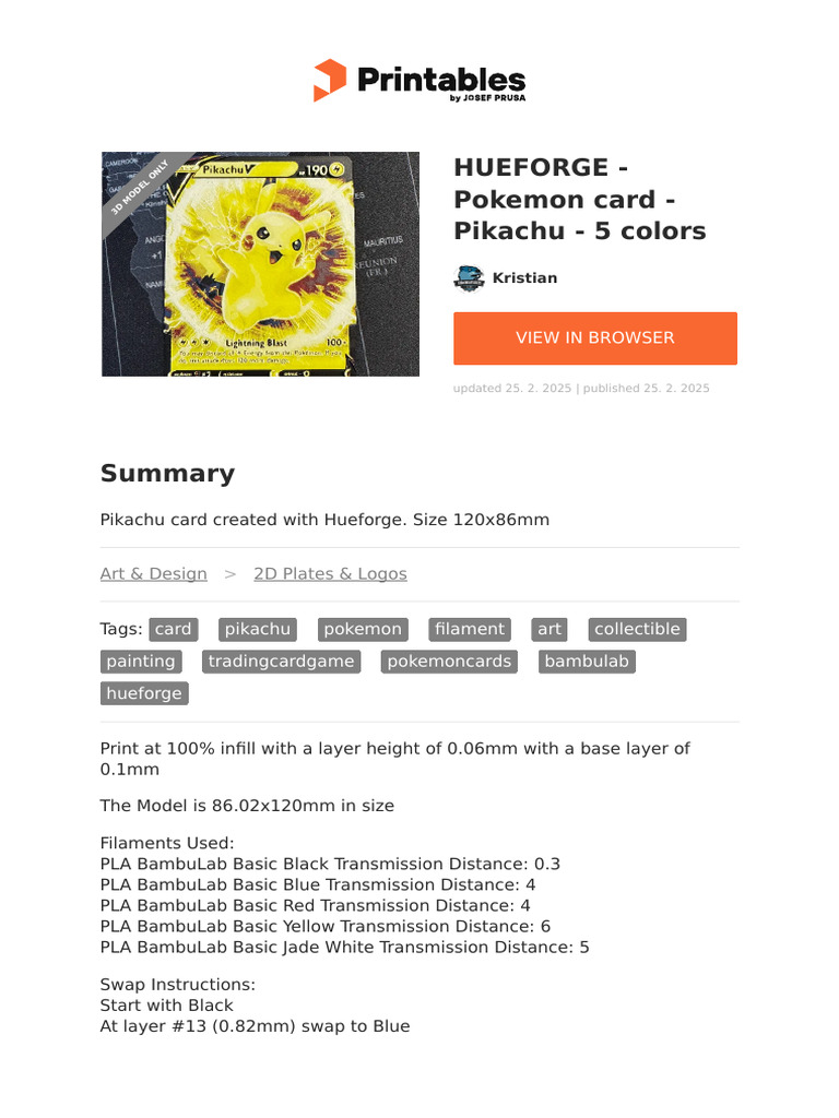 Pikachu 3D Card Model Instructions | PDF