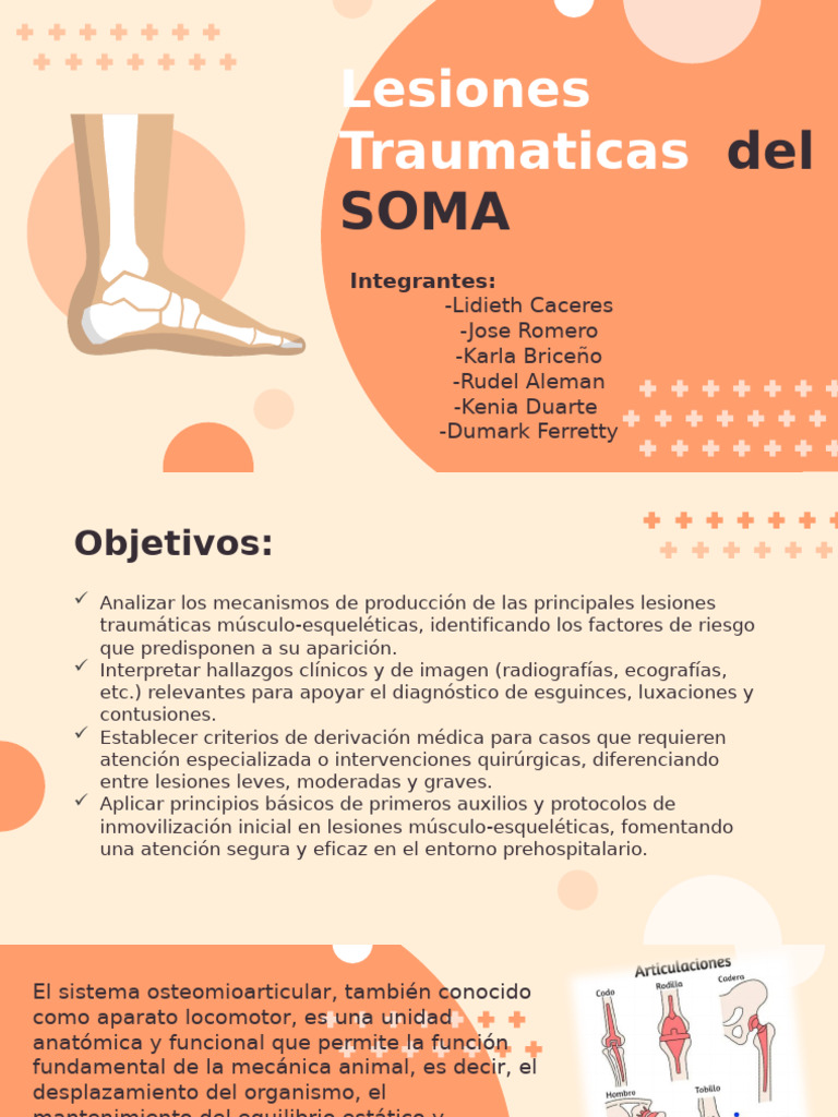 Lesiones Traumaticas Del SOMA Presentacion | PDF | Articulación | Hombro