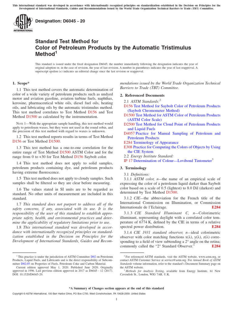 Astm D6045-20 | PDF | Color