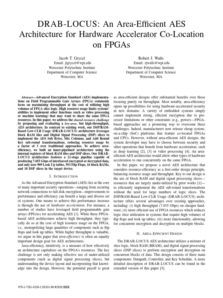 An Area-Efficient AES l2020 | PDF | Field Programmable Gate Array ...