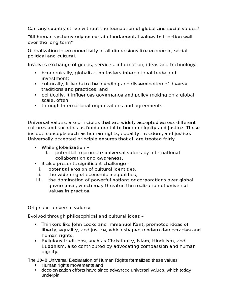 Can Any Country Strive Without The Foundation of Global and Social ...