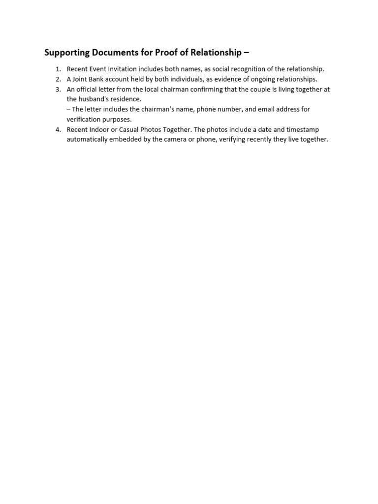 Proof of Relationship Documentation Guide | PDF