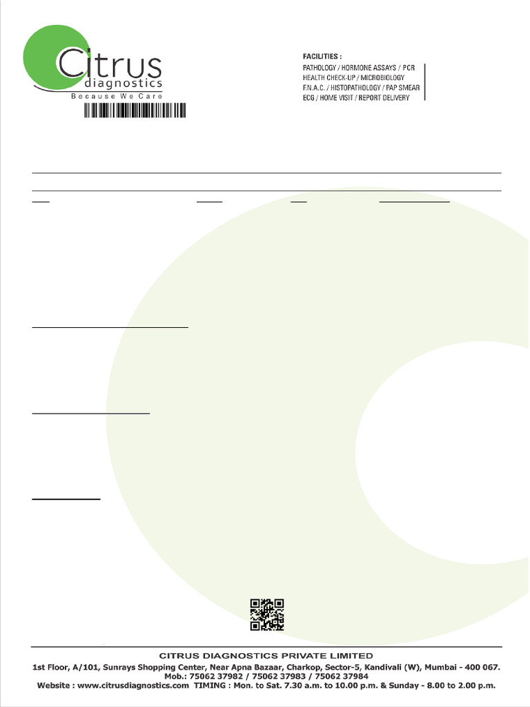 Report of Mr. Mukund Joshi (1) - 1 | PDF | White Blood Cell | Histology