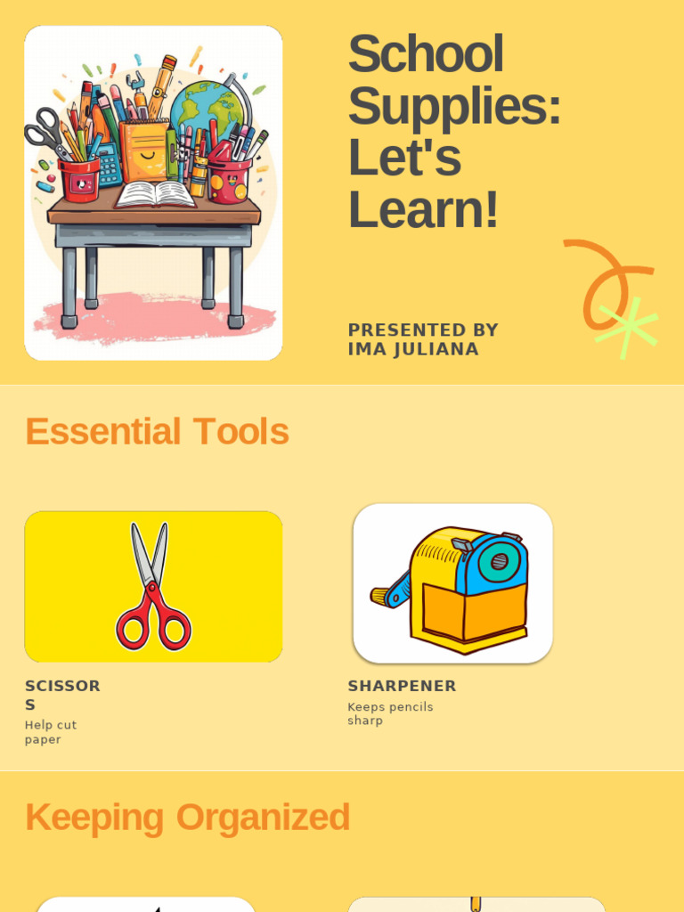 Presentation - School Supplies Let's Learn! | PDF