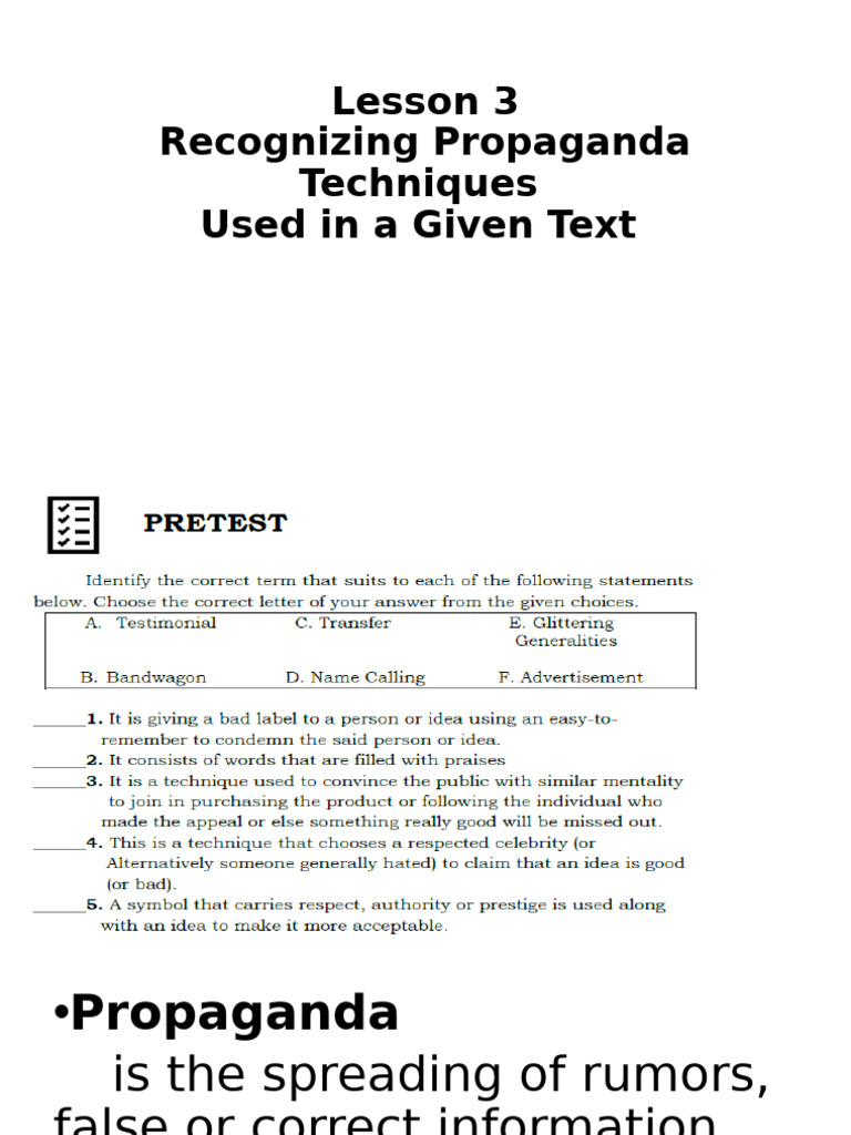 Lesson 3 Propaganda | PDF