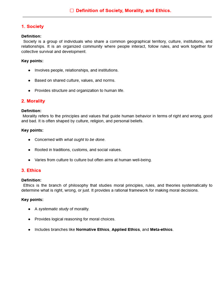 Socity, Morality, and Ethics | PDF | Morality | Value (Ethics)