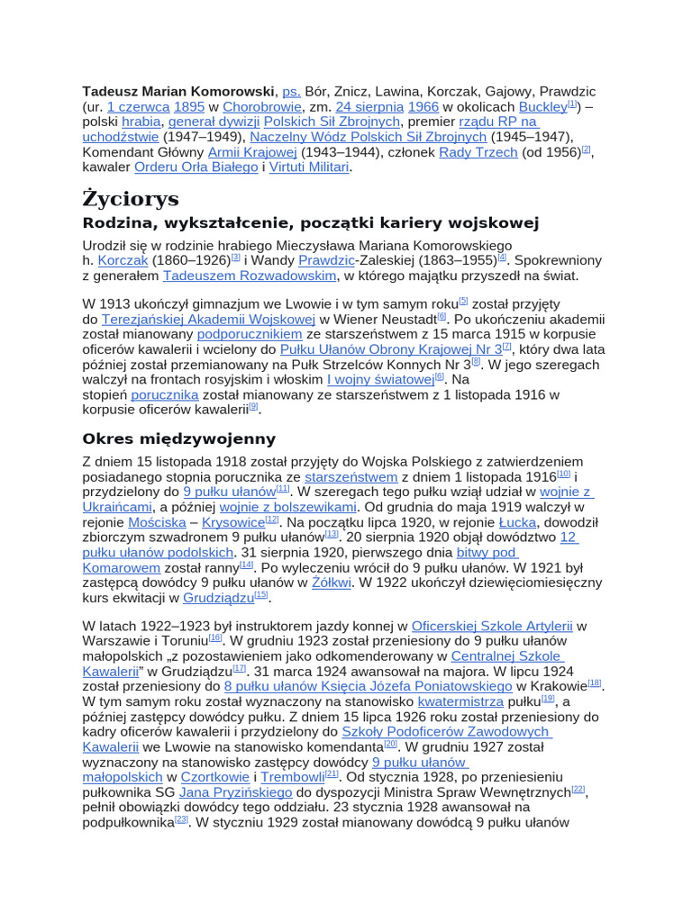Gen. Bór - Komorowski | PDF