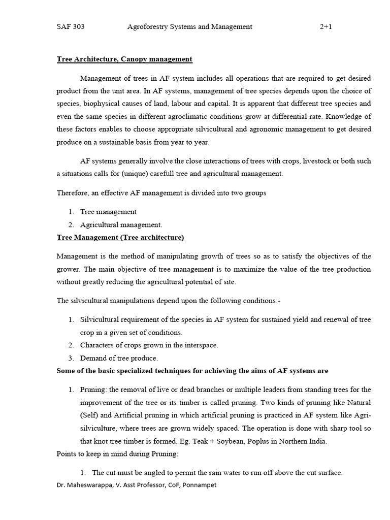 AGF Notes Tree Architecture | PDF | Pruning | Agriculture