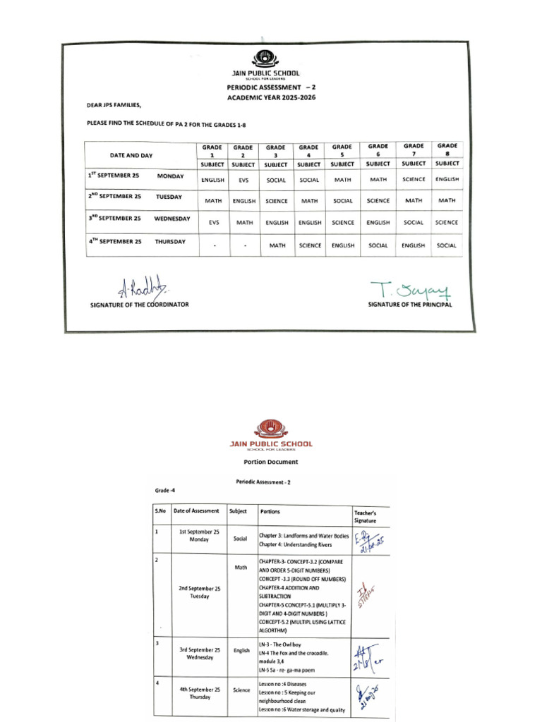 Grade 4 Portion Document | PDF