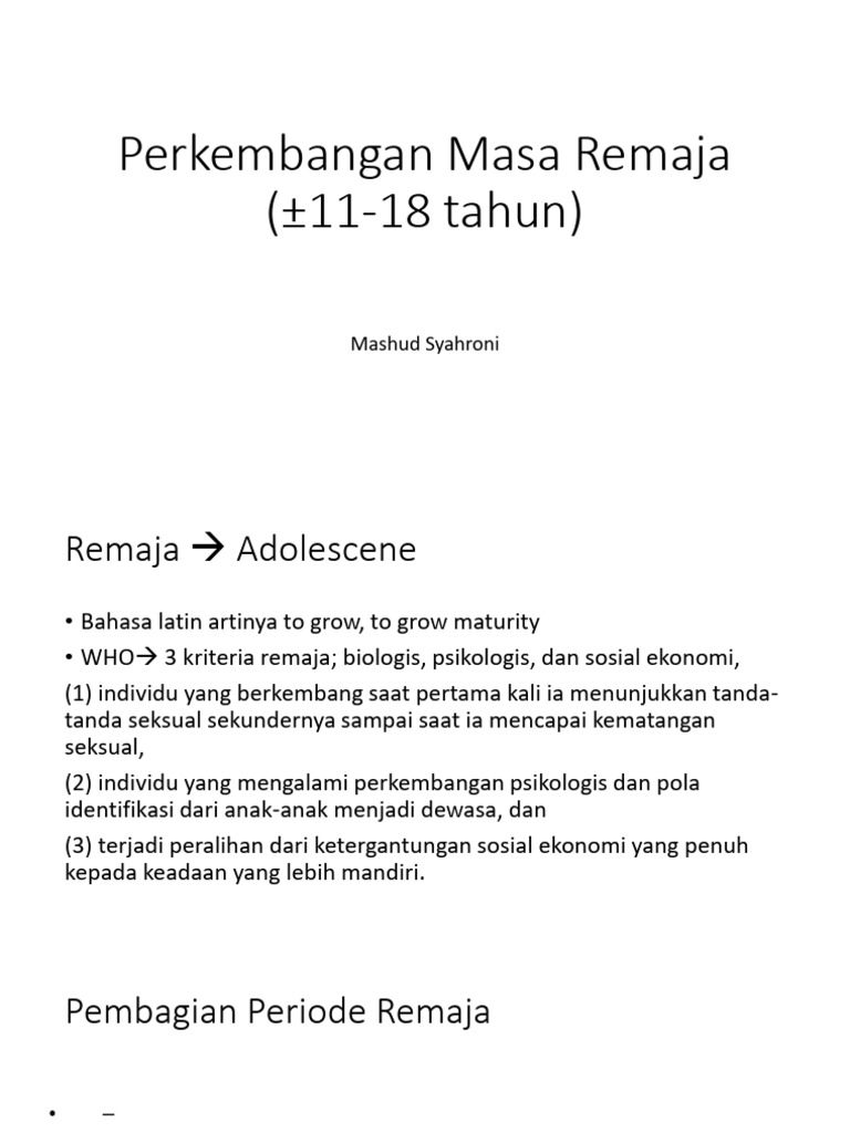 Ciri dan Perkembangan Masa Remaja | PDF