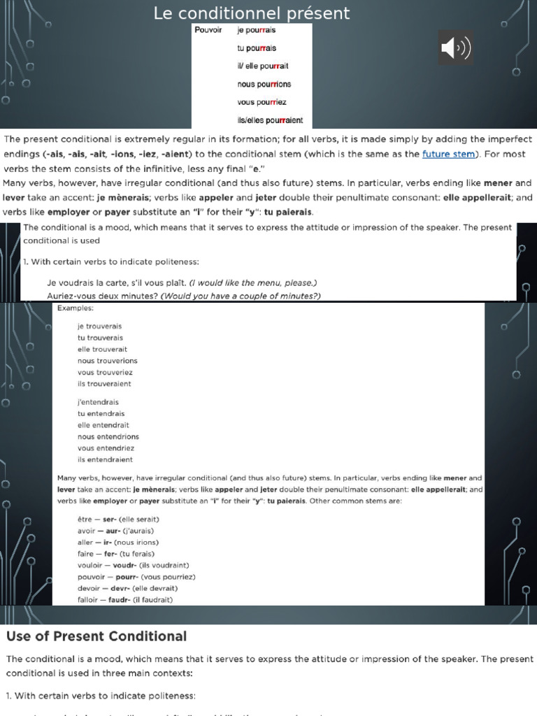 Understanding the Present Conditional in French | PDF