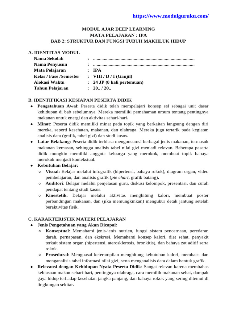 Modul Ajar Deep Learning IPA Kelas VIII | PDF