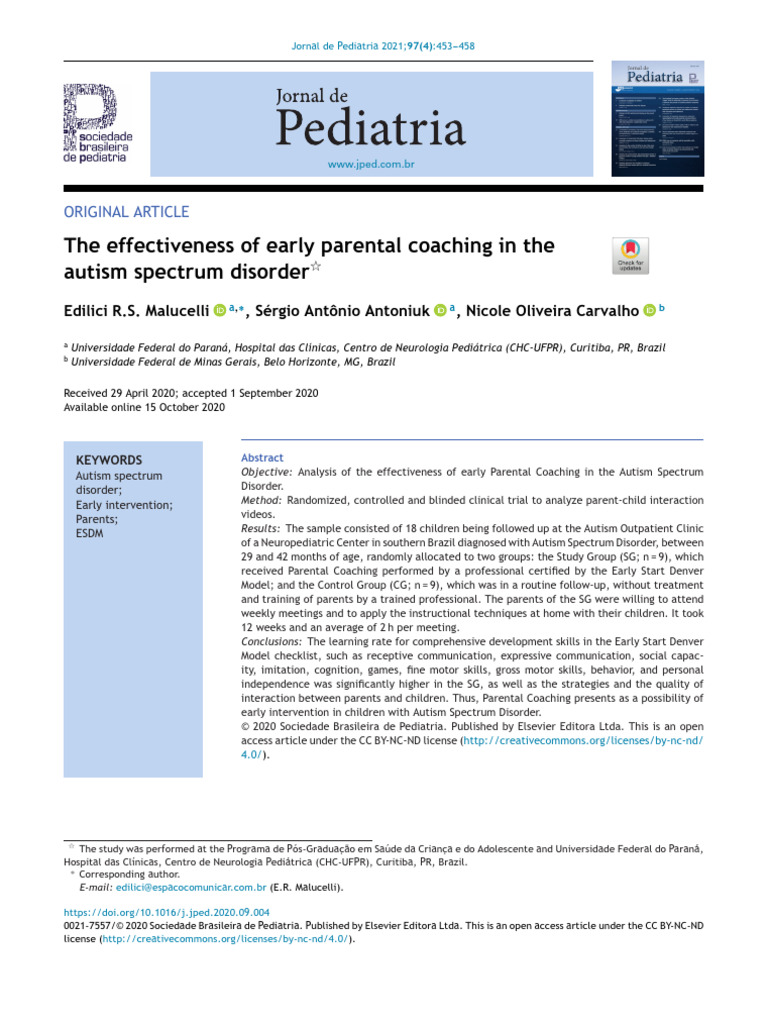 The Effectiveness of Early Parental Coaching in The Autism Spectrum ...