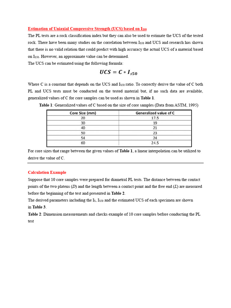 Estimation of Uniaxial Compressive Strength (UCS) Based On IS50 | PDF