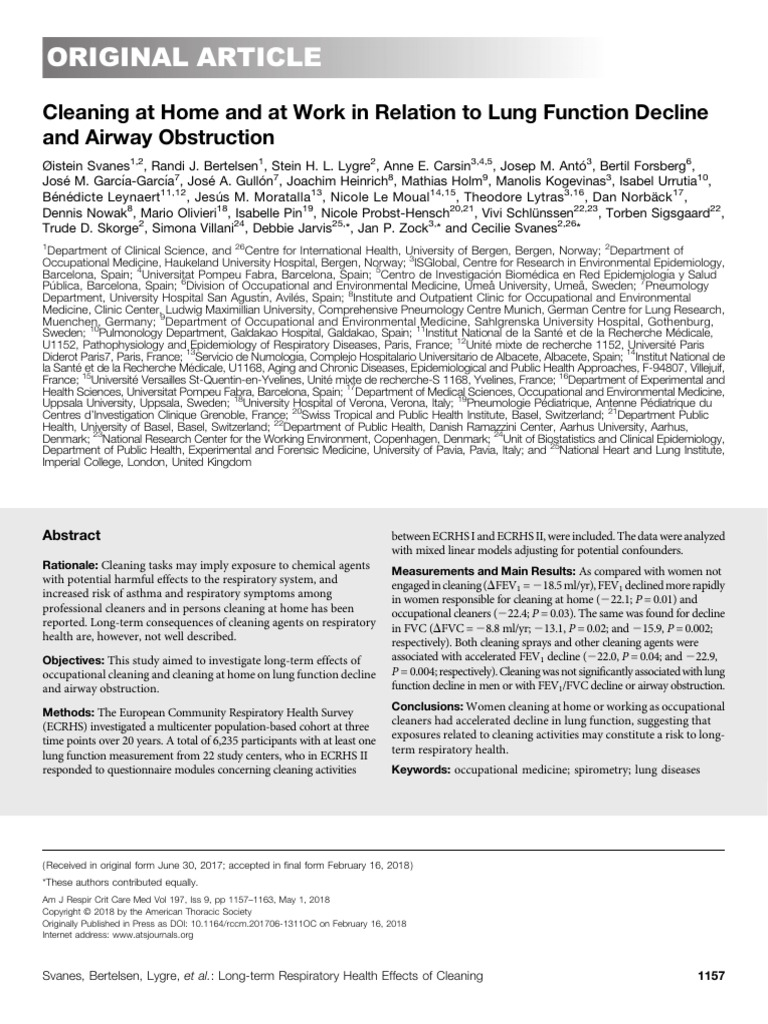 Lung Function Decline from Cleaning | PDF | Asthma | Respiratory Diseases