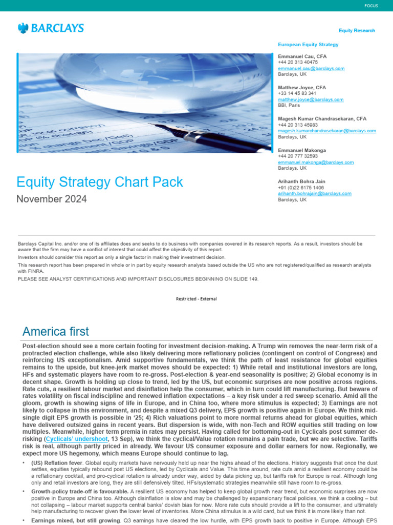 Barclays Equity Strategy Nov24 | PDF | Investing | Inflation