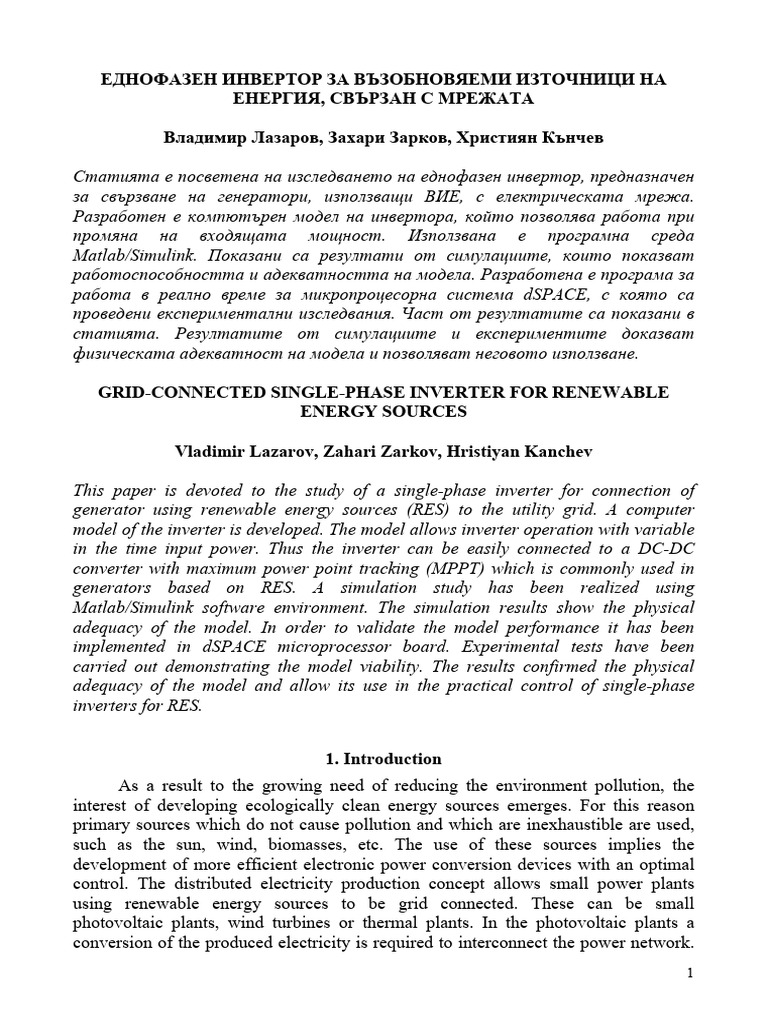 Grid Connected Single Phase Inverter For | PDF | Power Inverter ...