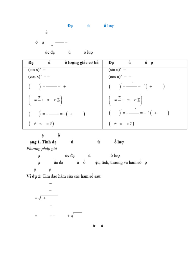 Dao Ham Cua Ham So Luong Giac Va Cach Giai Toan Lop 11 | PDF