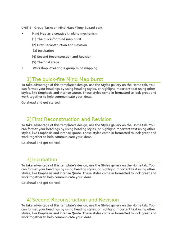 UNIT 3 - Group Tasks On Mind Maps | PDF