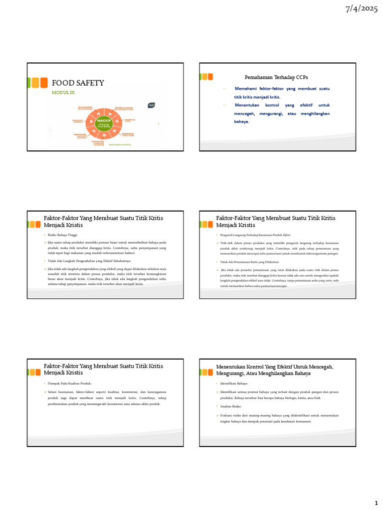 009.food Safety-Haccp (Modul Ix) | PDF