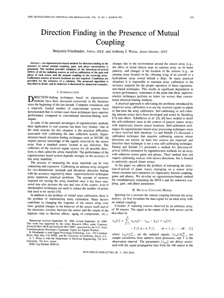Direction Finding with Mutual Coupling | PDF | Signal To Noise Ratio ...