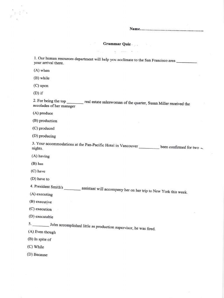 Grammar Quiz | PDF