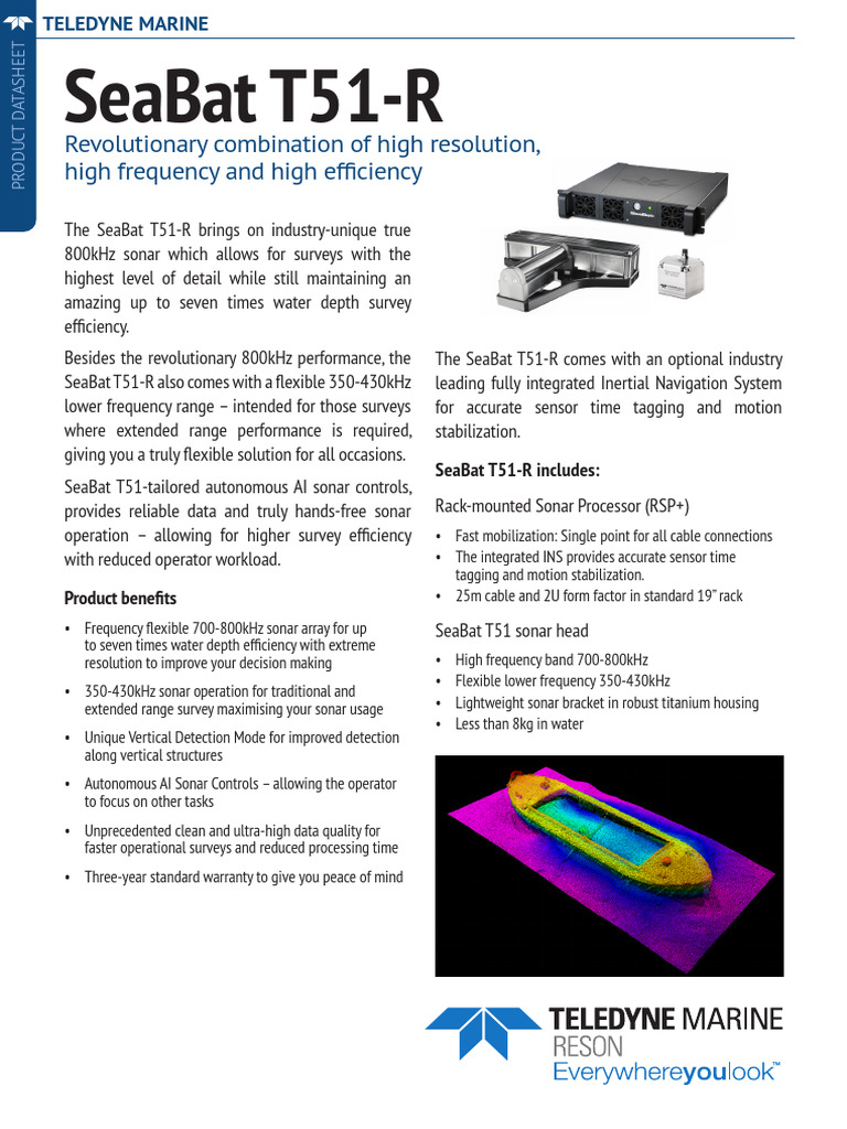 RESON SeaBat T51-R Product Leaflet | PDF | Sonar | Inertial Navigation ...