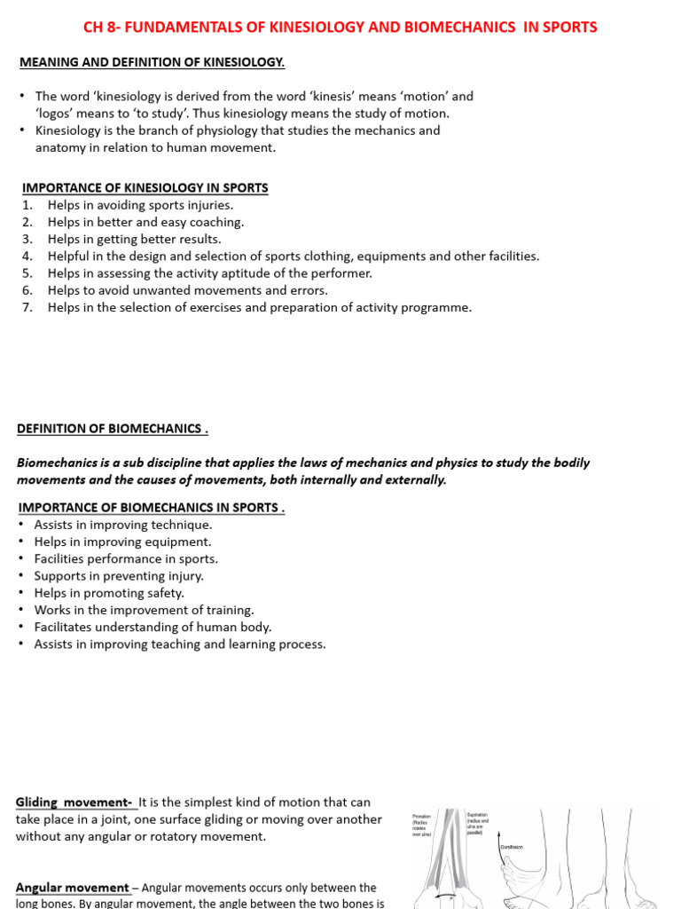 CH 8 Notes Fundamentals of Kinesiology & Biomechanics in Sports | PDF ...