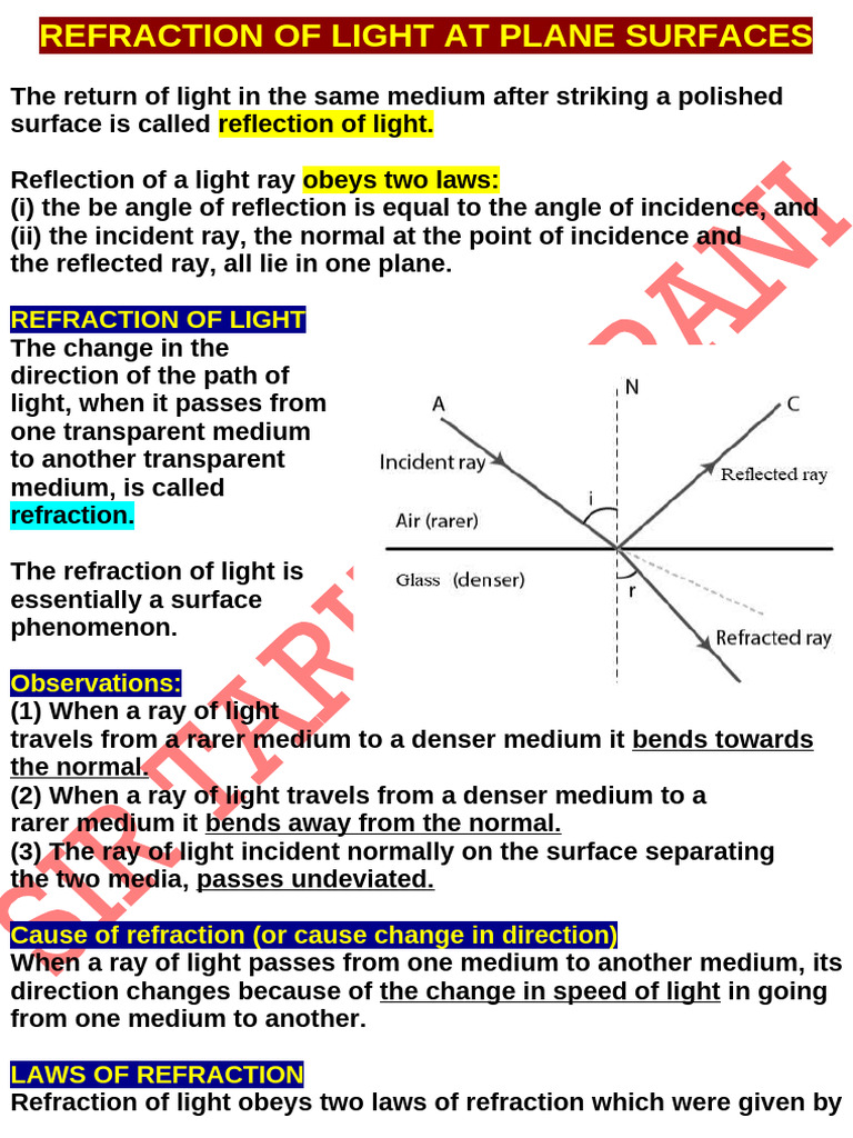3. Refraction of Light at Plane Surfaces_docx | PDF | Refraction ...
